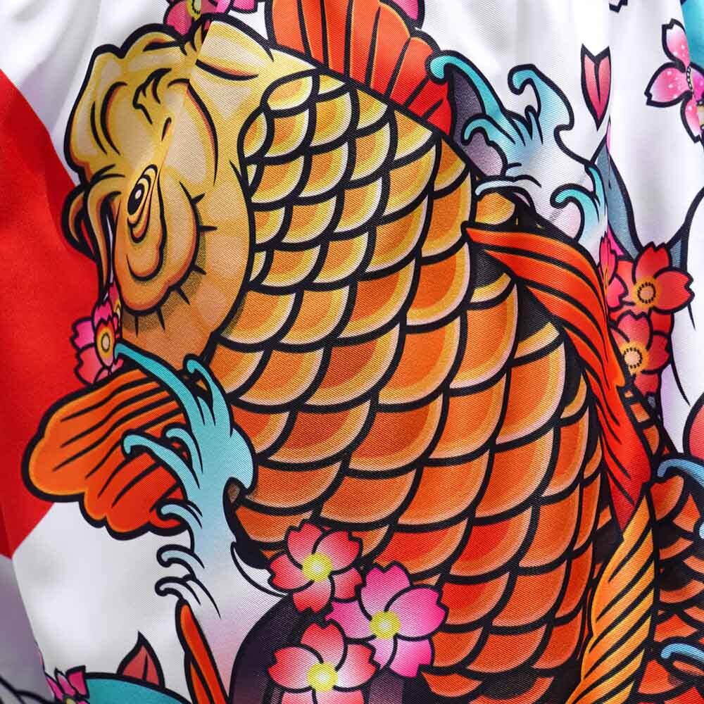 Tuff Japanese Koi Fish White Thai Boxing Shorts at FightHQ