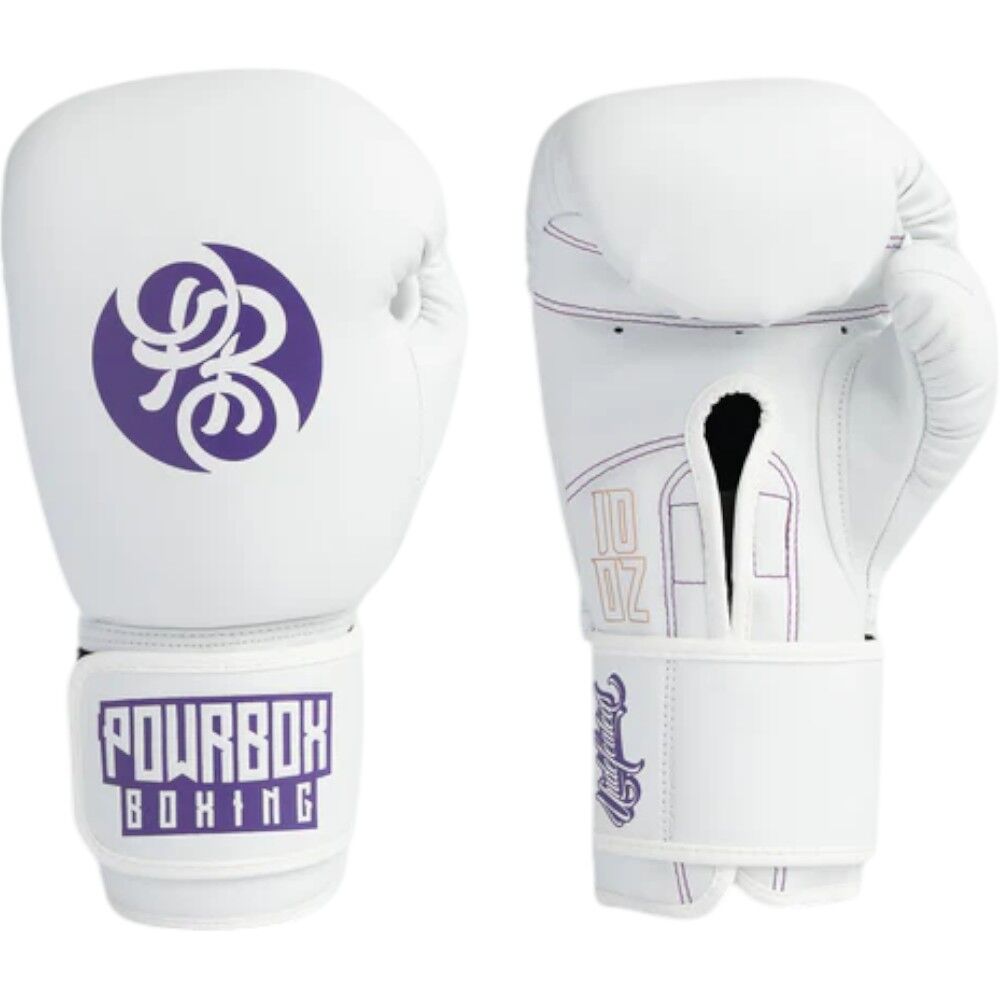 Powrbox Undefeated Frieza Matte White/Purple Boxing Gloves at FightHQ