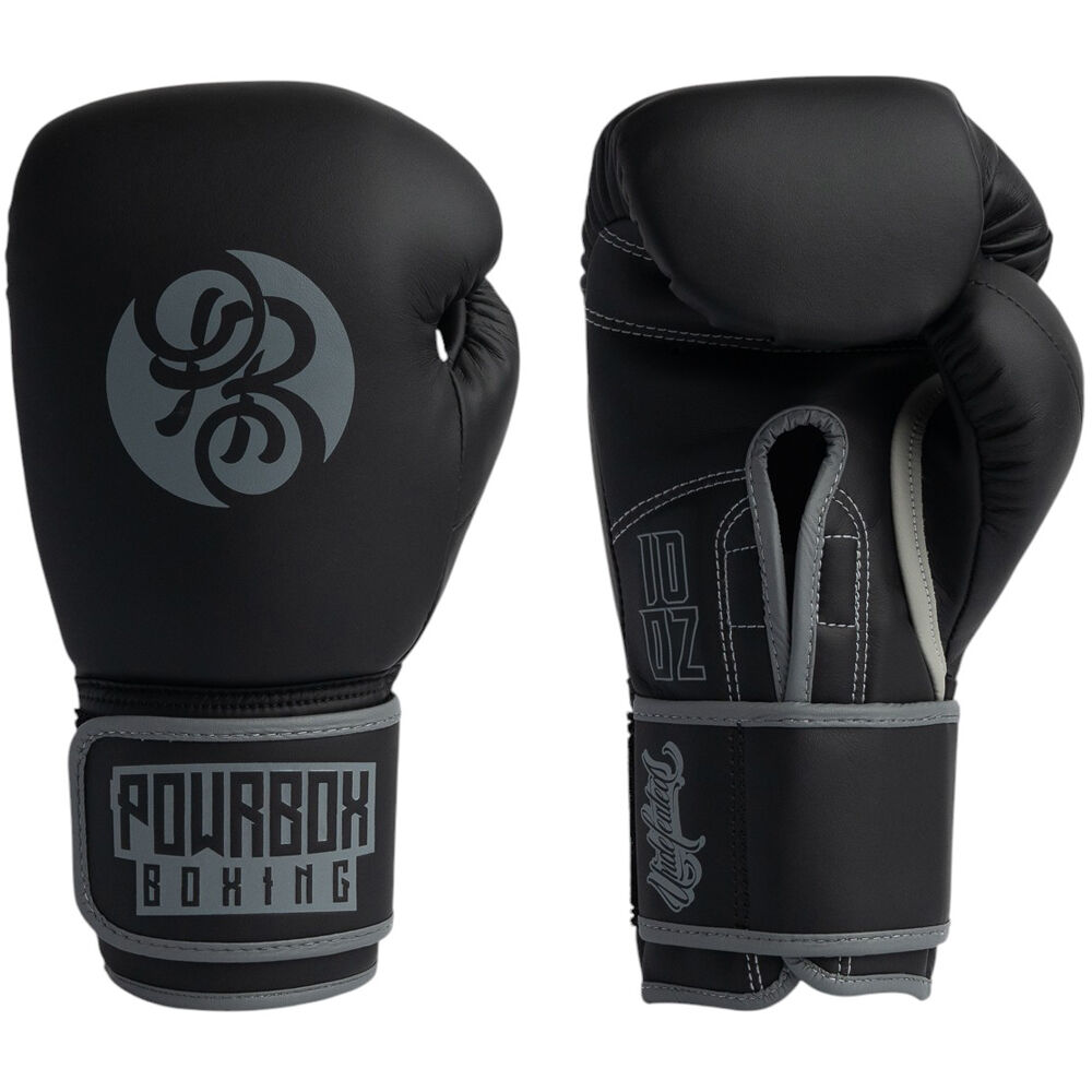 Powrbox Undefeated Shadow Matte Black/Grey Boxing Gloves at FightHQ