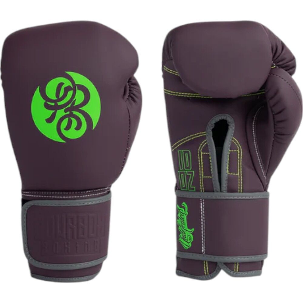 Powrbox Undefeated Nightraze Matte Purple/Bright Green Boxing Gloves at ...
