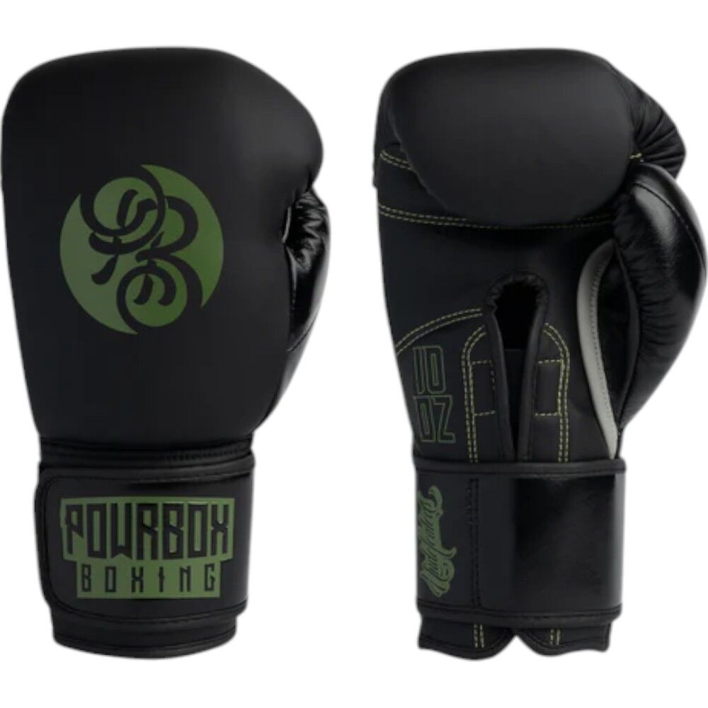 Powrbox Undefeated Soldier Matte Black/Army Green Boxing Gloves at FightHQ