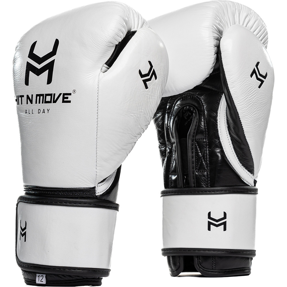 Hit N Move All Day Pro Balance Black/White Boxing Gloves at FightHQ