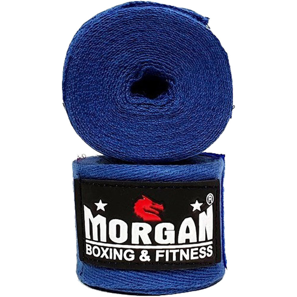 Morgan Sports Blue 4m Cotton Boxing Hand Wraps at FightHQ