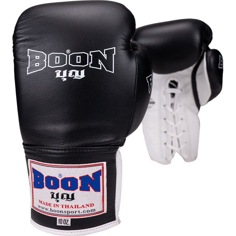 Boon Black/White Competition Boxing Gloves at FightHQ