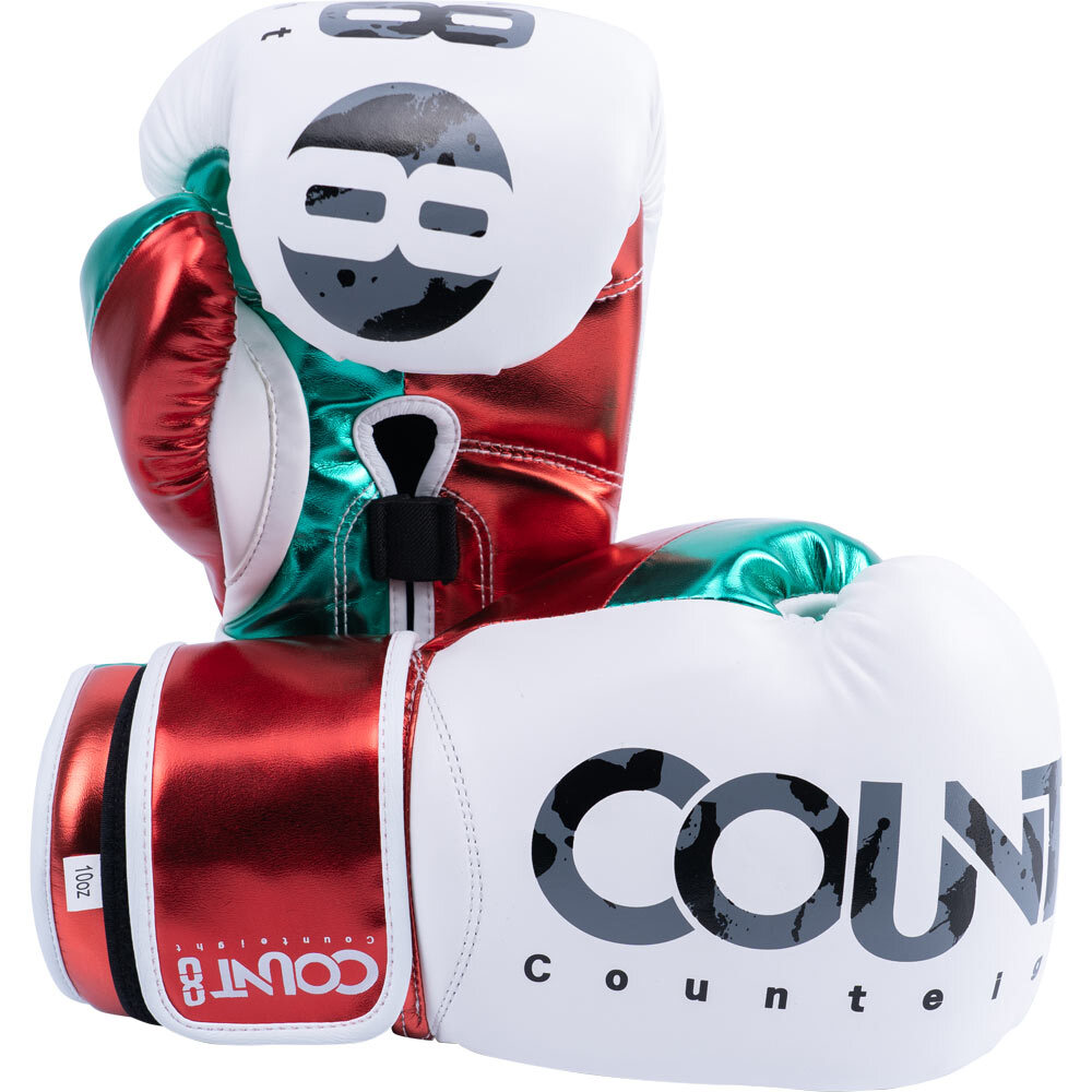 Contender Count 8 Red/Green Metallic Boxing Gloves at FightHQ