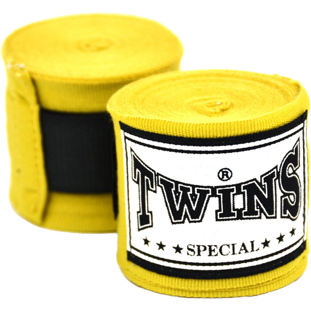 Twins Elastic Yellow Hand Wraps at FightHQ