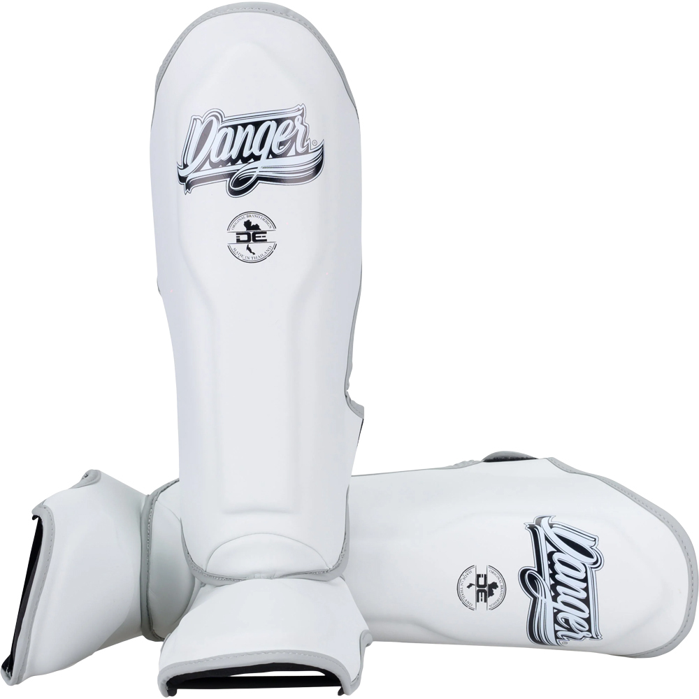 Danger Supermax White Shin Guards at FightHQ