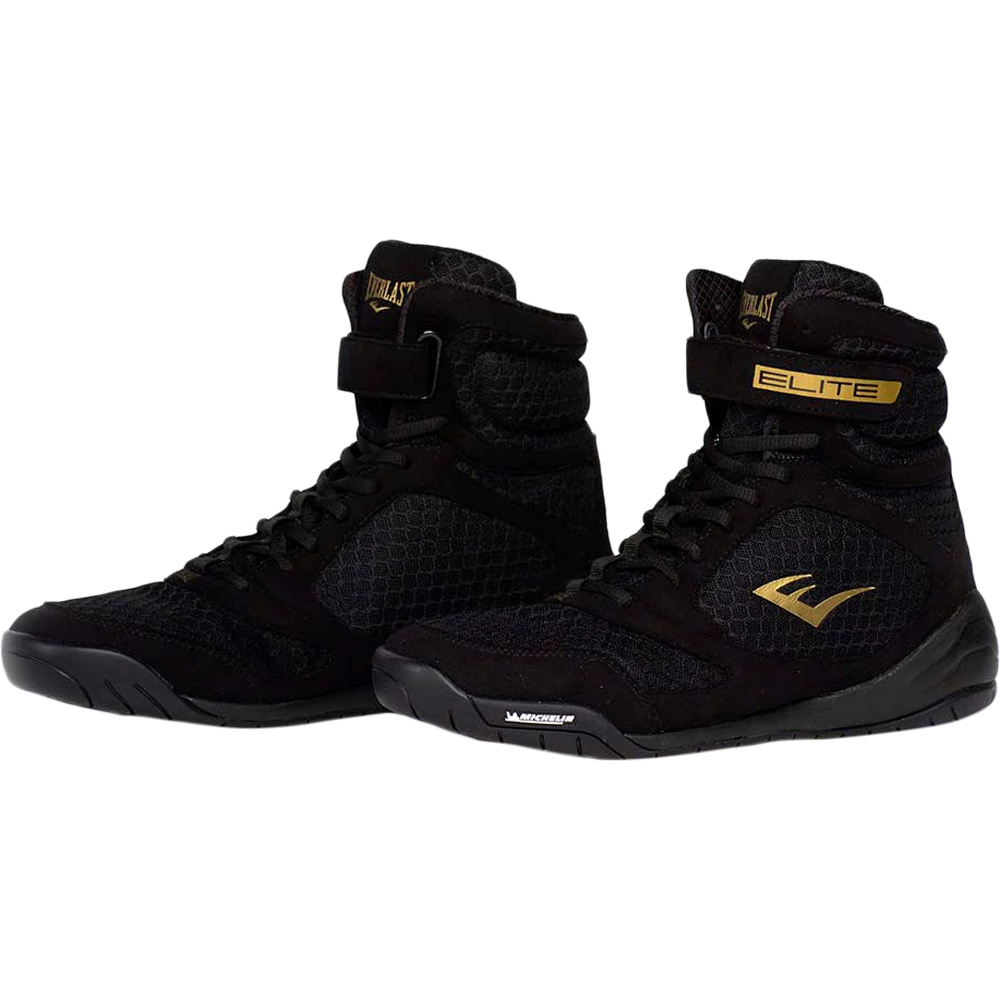 Everlast Elite 2 Hi-Top Black/Gold Boxing Boots at FightHQ