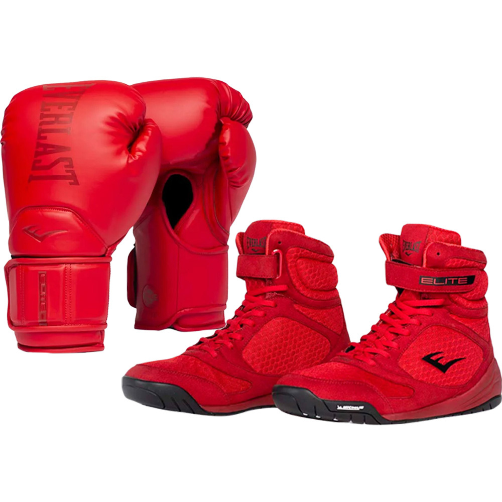 Everlast Elite 2 Pro Red/Black Boxing Boots & Gloves at FightHQ