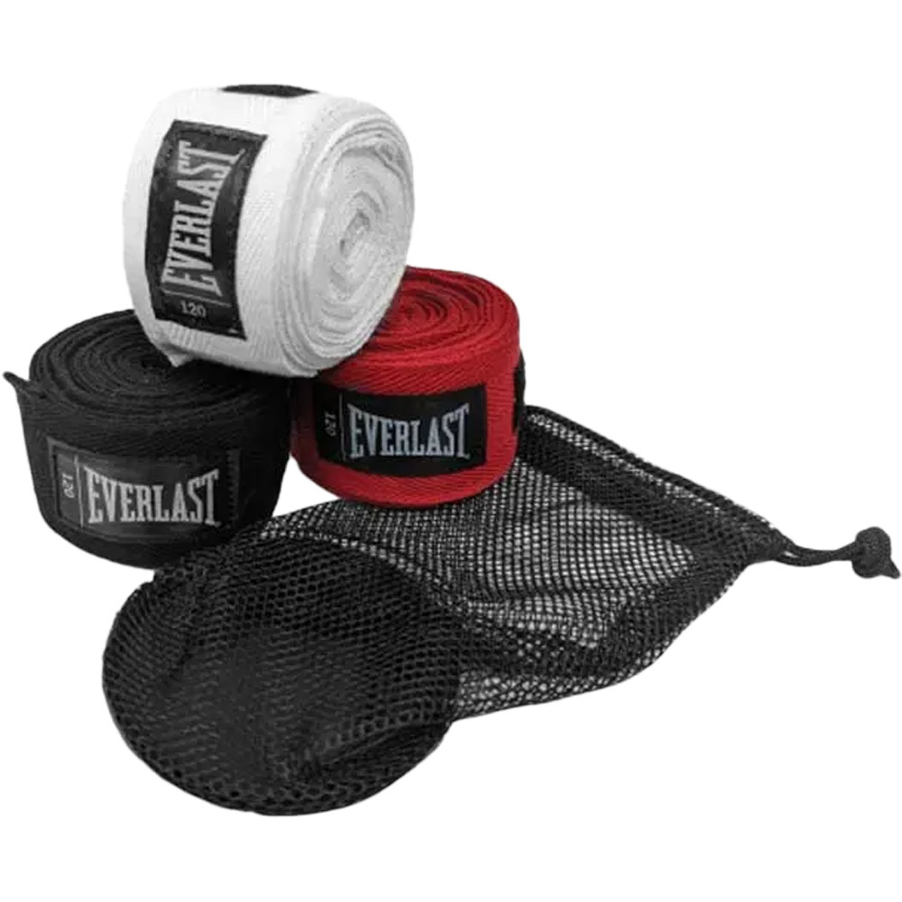 Everlast Core 120" Black/White/Red Hand Wraps - 3 Pack