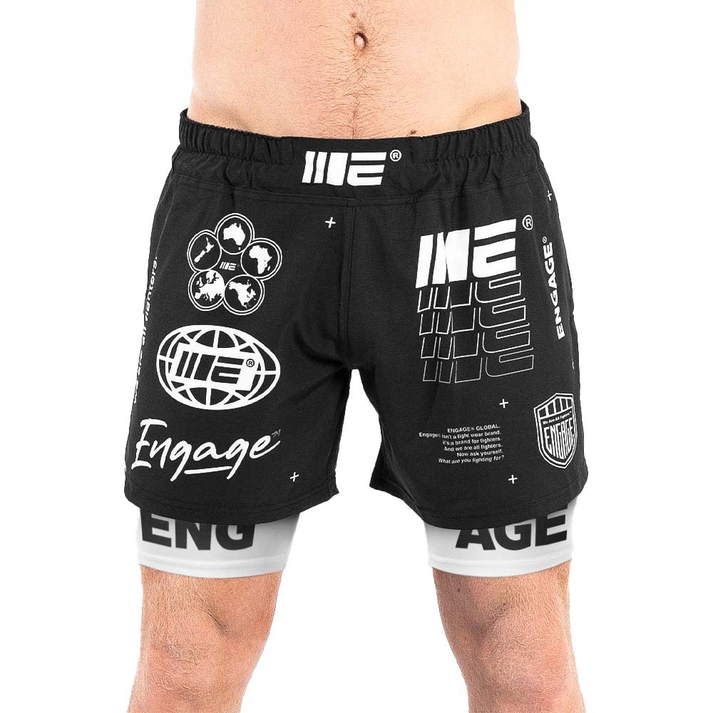 Engage Billboard 2-in-1 Black MMA Hybrid Shorts at FightHQ