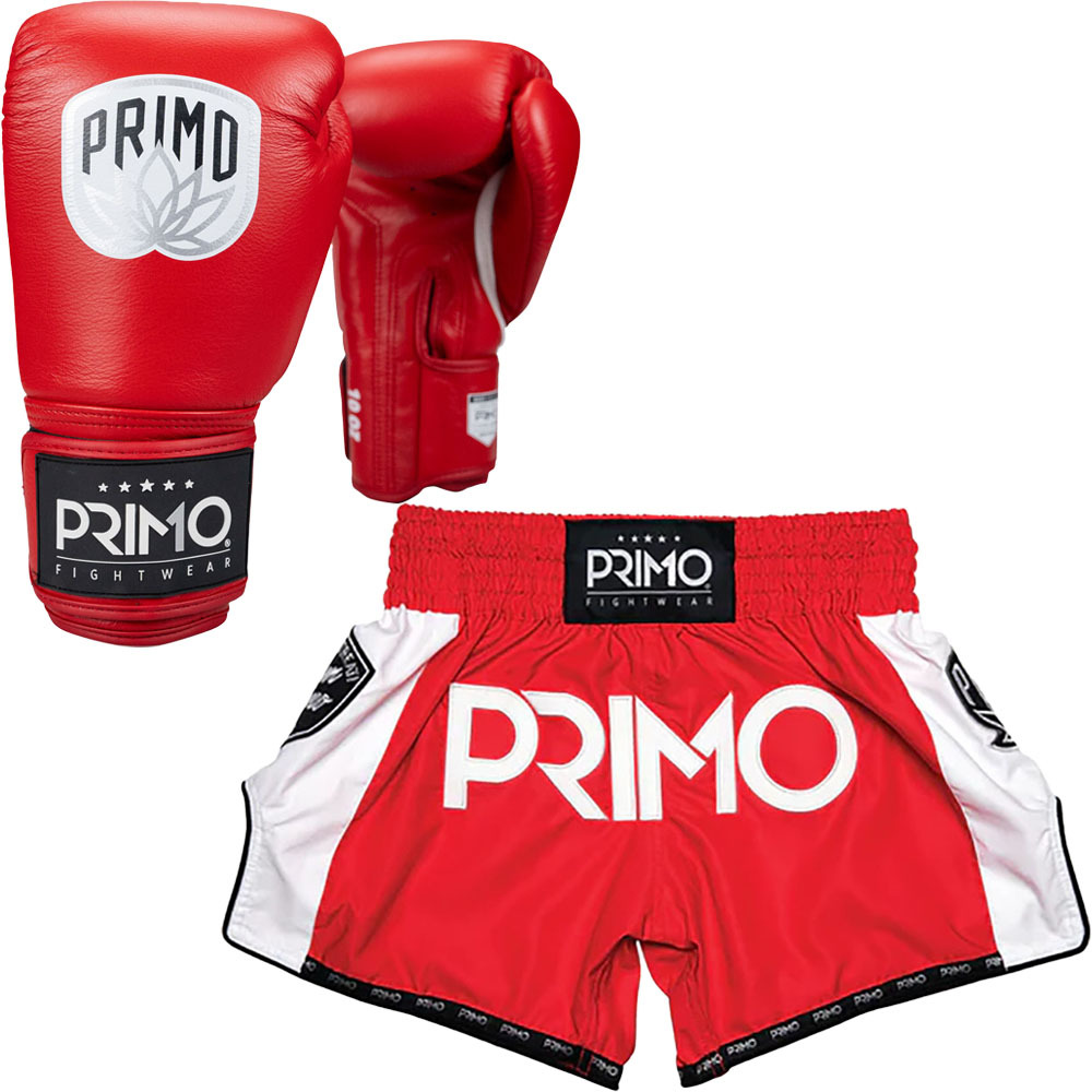 Primo Free Flow Series Stadium Red Shorts & Gloves at FightHQ
