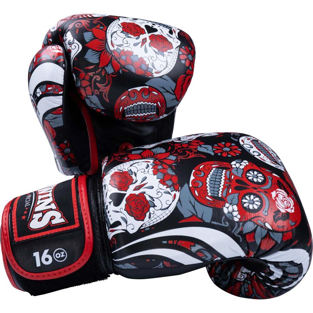 Twins Red Skull Tattoo Boxing Gloves at FightHQ