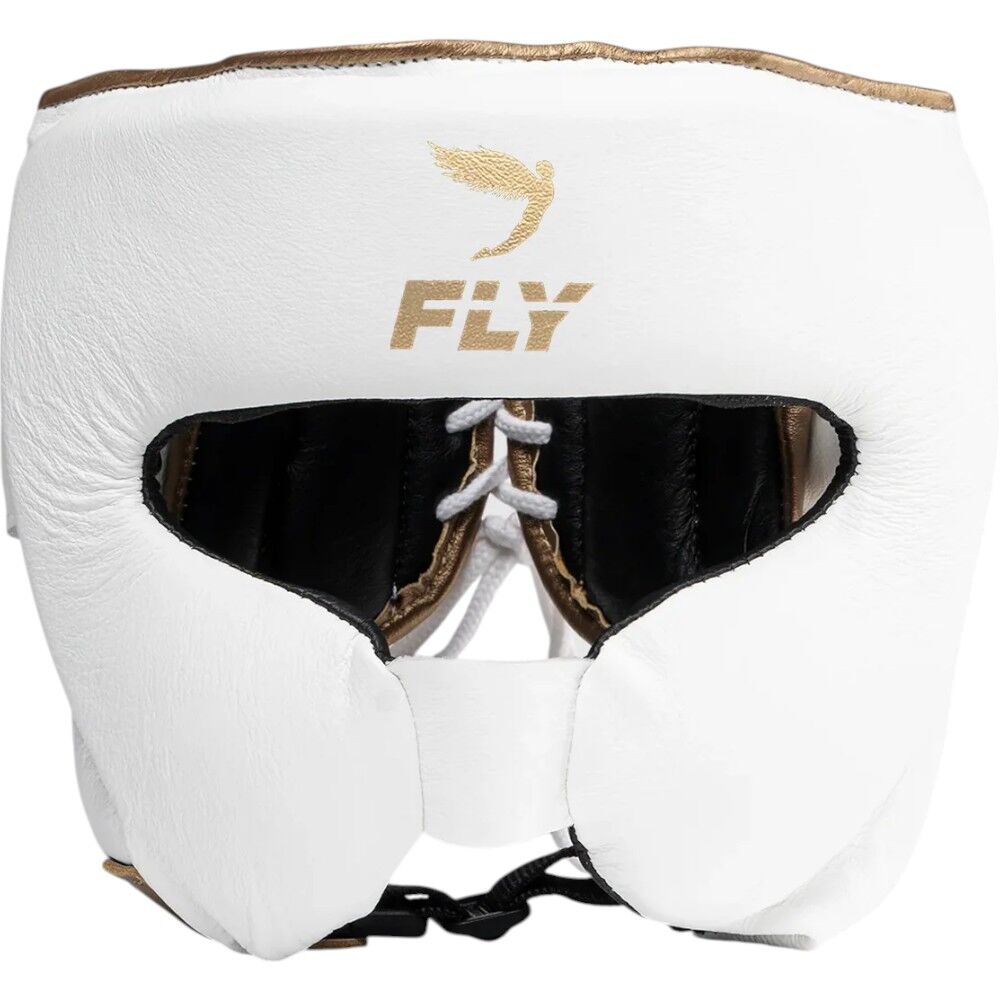 Fly Boxing Gladiator 2 White/Gold Head Gear at FightHQ