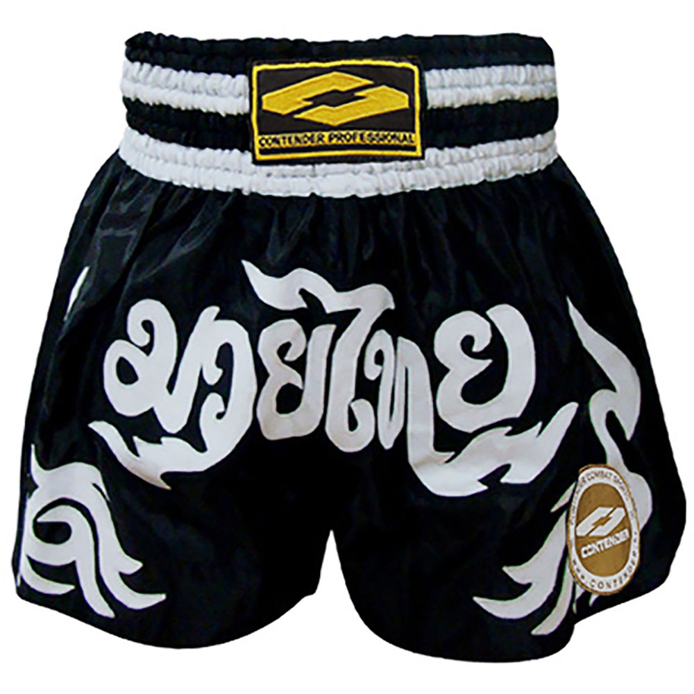 Contender K-7 Black/White Muay Thai Shorts at FightHQ