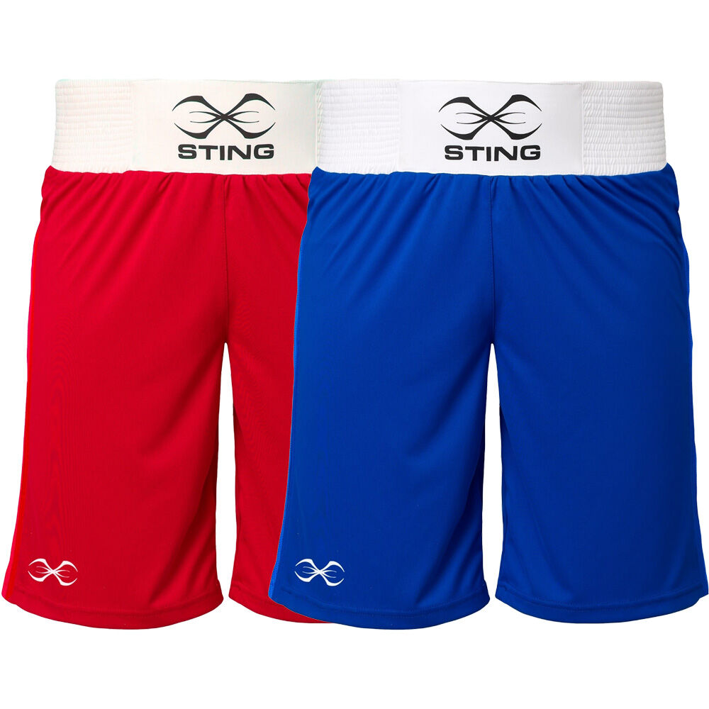 Sting Mens Mettle 2 Pack Red/Blue Boxing Shorts at FightHQ