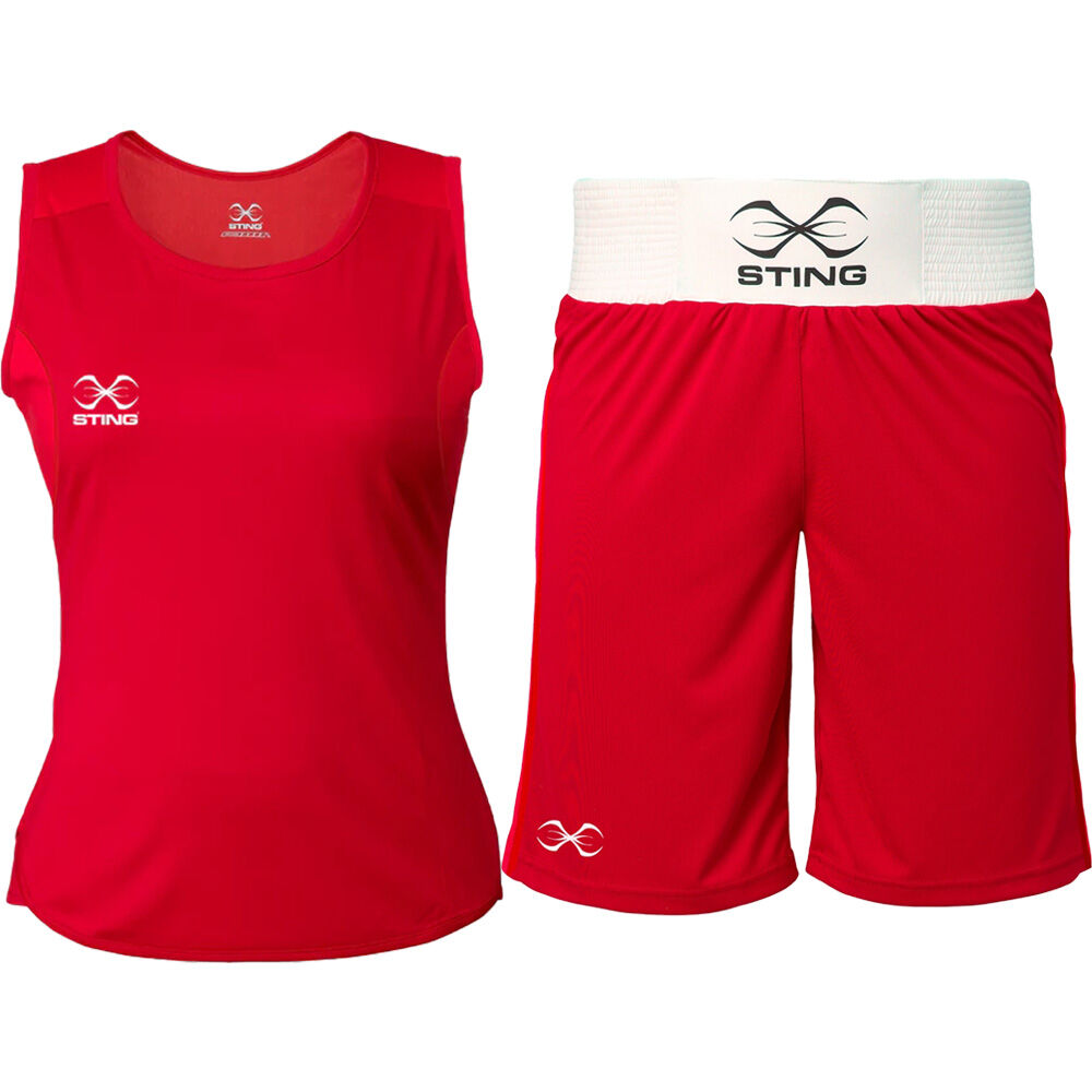 Sting Mens Mettle Red Boxing Singlet & Shorts at FightHQ