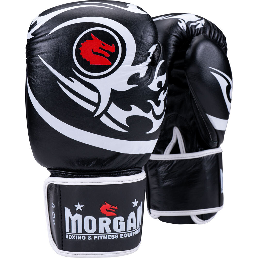 Morgan Elite Boxing & Muay Thai Black Leather Gloves - Morgan Sports