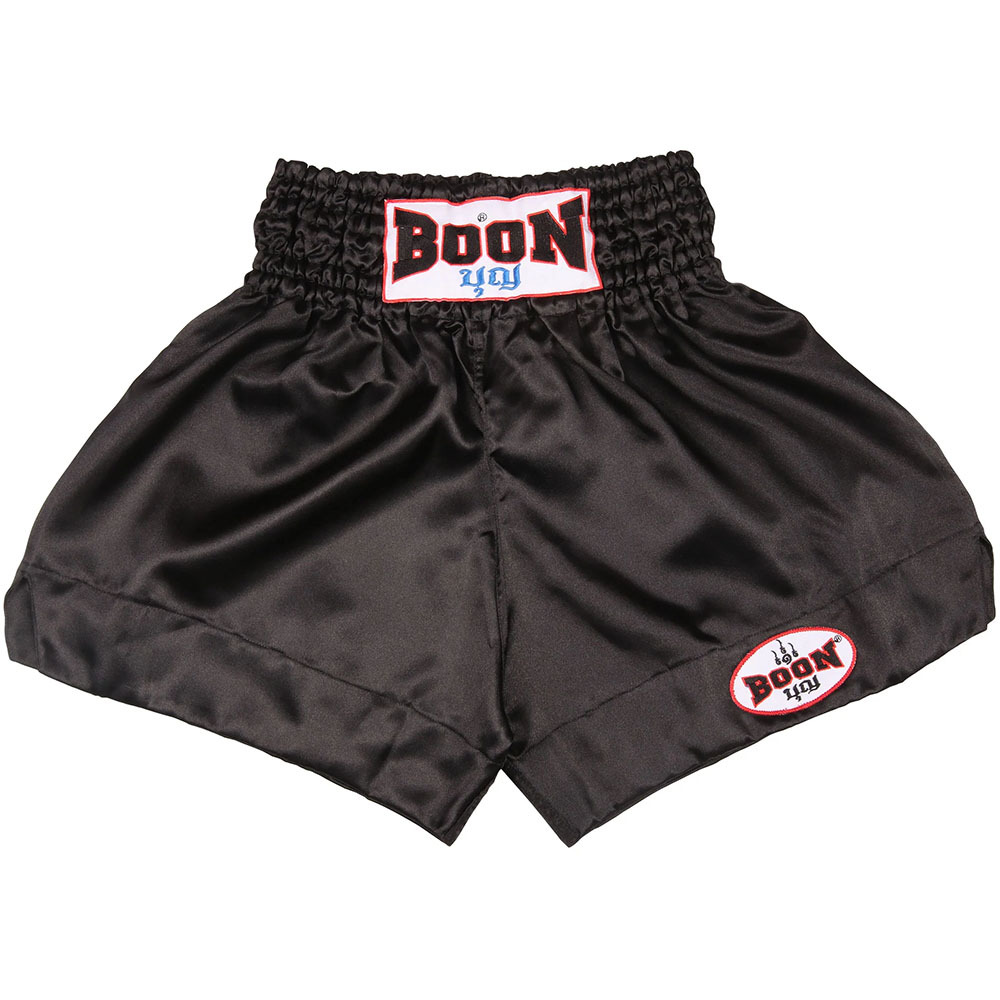 Boon Plain Black Muay Thai Shorts at FightHQ