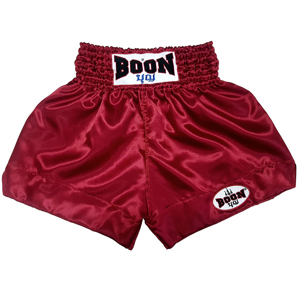 Boon Plain Burgundy Muay Thai Shorts at FightHQ