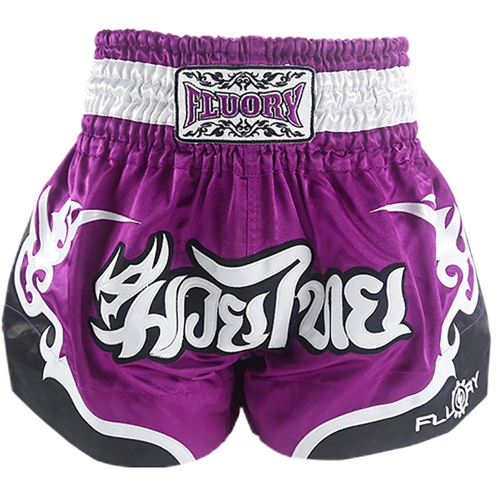 Fluory Purple Muay Thai Shorts at FightHQ