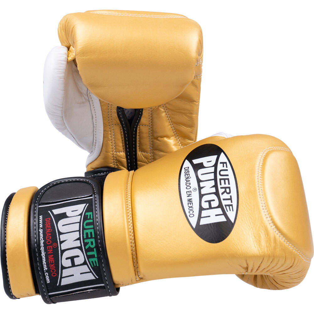 Punch Mexican Fuerte 12oz Gold/White Bag Gloves at FightHQ