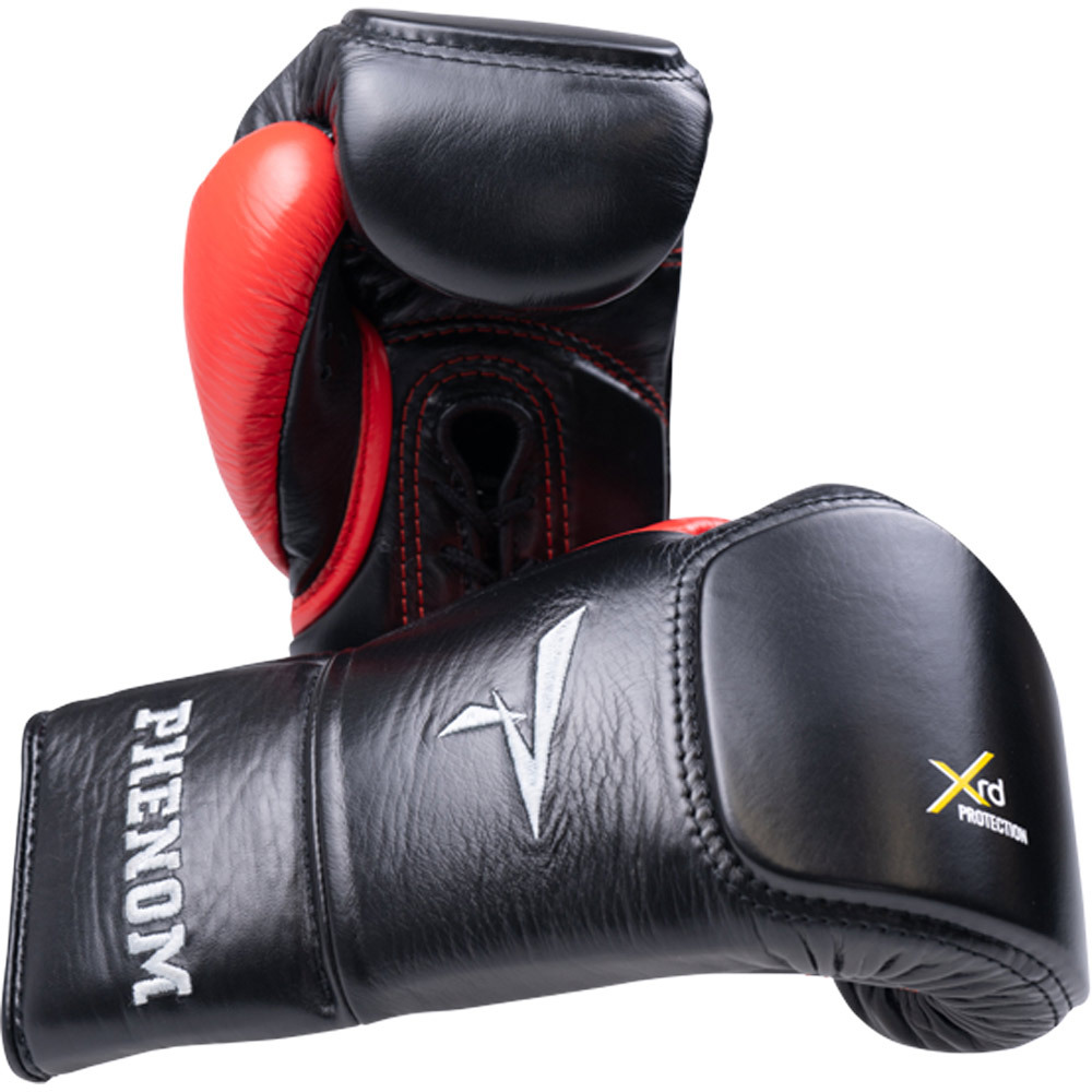 Phenom Boxing XRT-220 Ultimate Black/Red Lace Bag Gloves at FightHQ