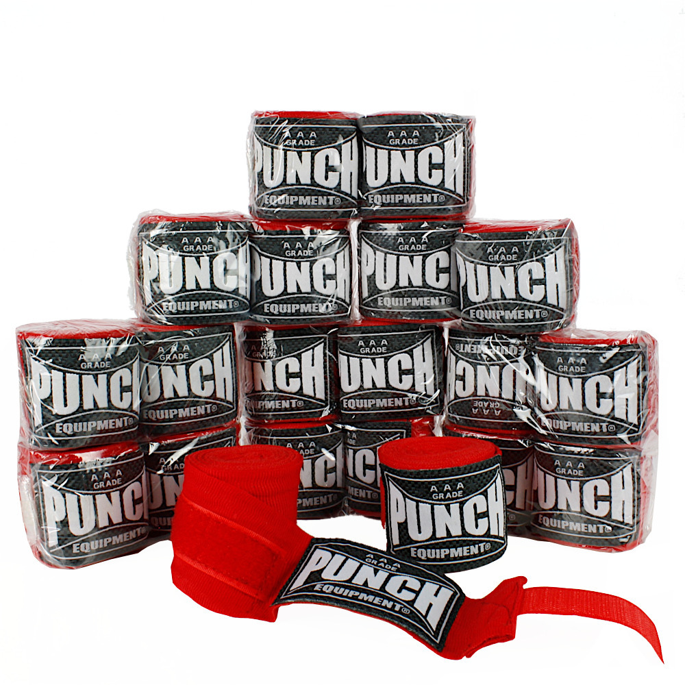 Punch Stretch Red Hand Wraps - 10 Pairs