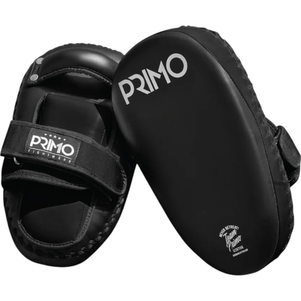 Primo Elite Black Leather Kick Pads at FightHQ