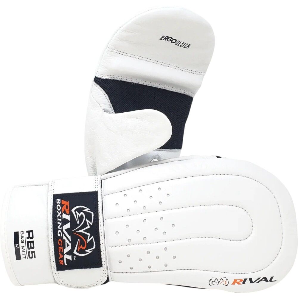 Rival RB5 White Bag Mitts at FightHQ