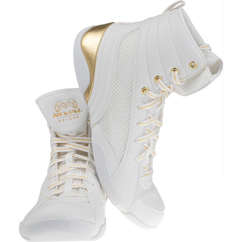 Rival RSX-Guerrero Deluxe White/Gold Boxing Boots at FightHQ
