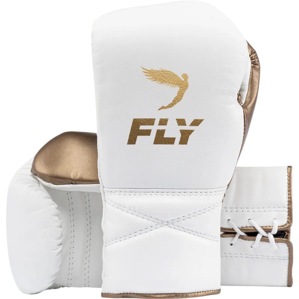 Fly Boxing Superlace 2 White/Gold Boxing Gloves at FightHQ
