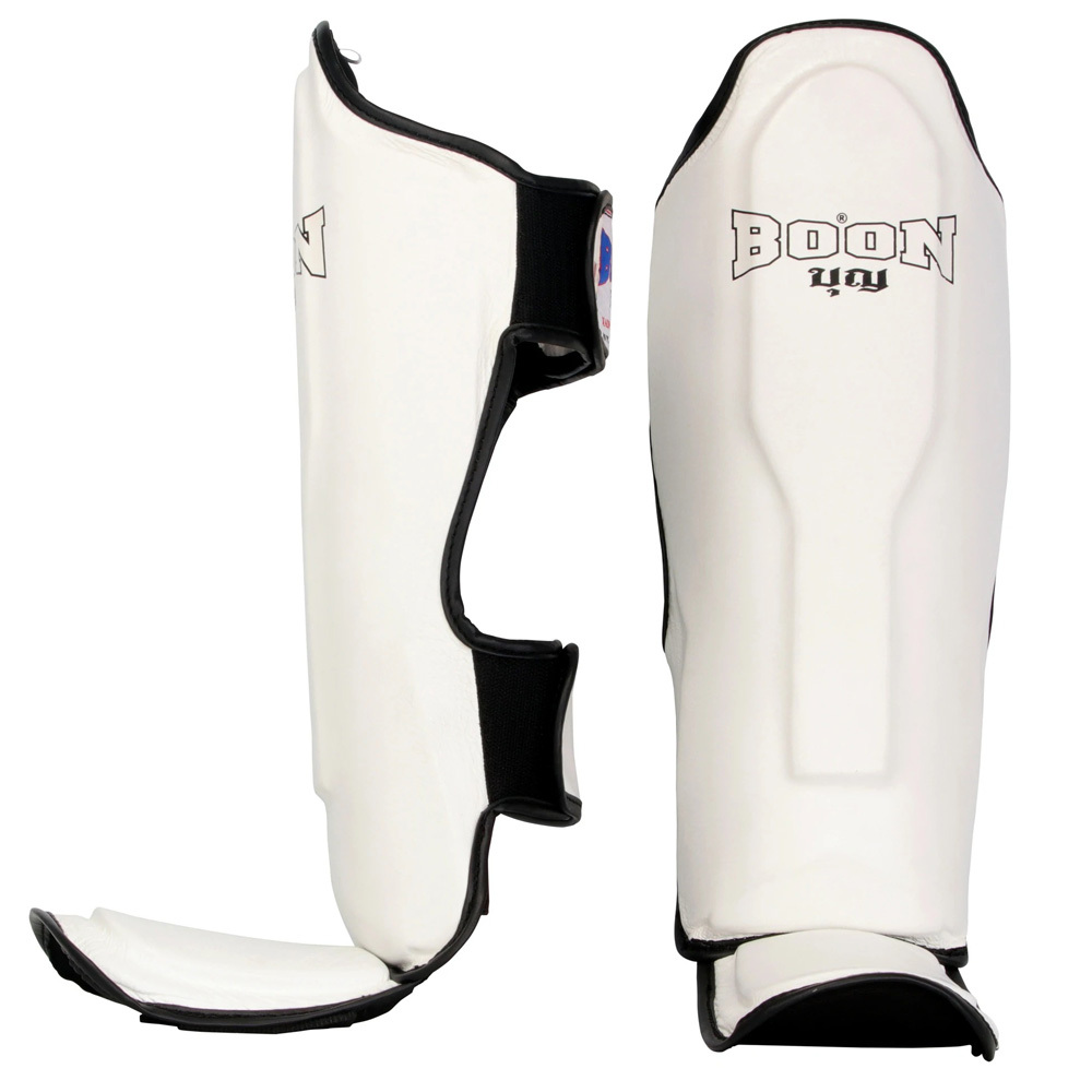 Boon White Shin Guards at FightHQ
