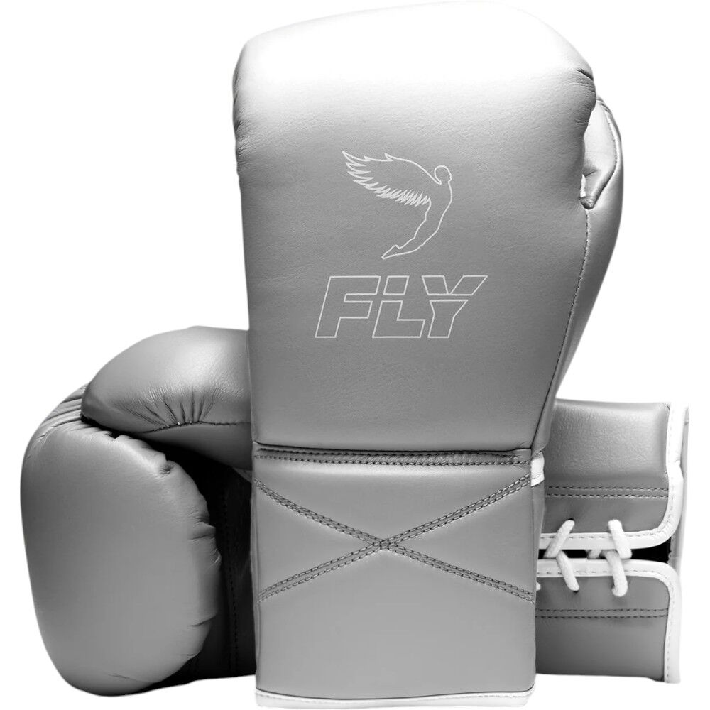 Fly Boxing Superlace X2 Grey Lace Up Boxing Gloves at FightHQ