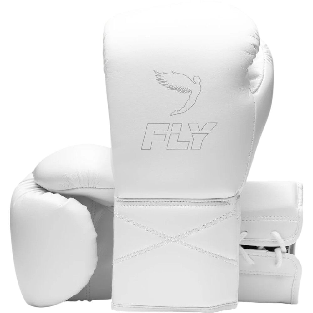 Fly Boxing Superlace X2 White Lace Up Boxing Gloves at FightHQ