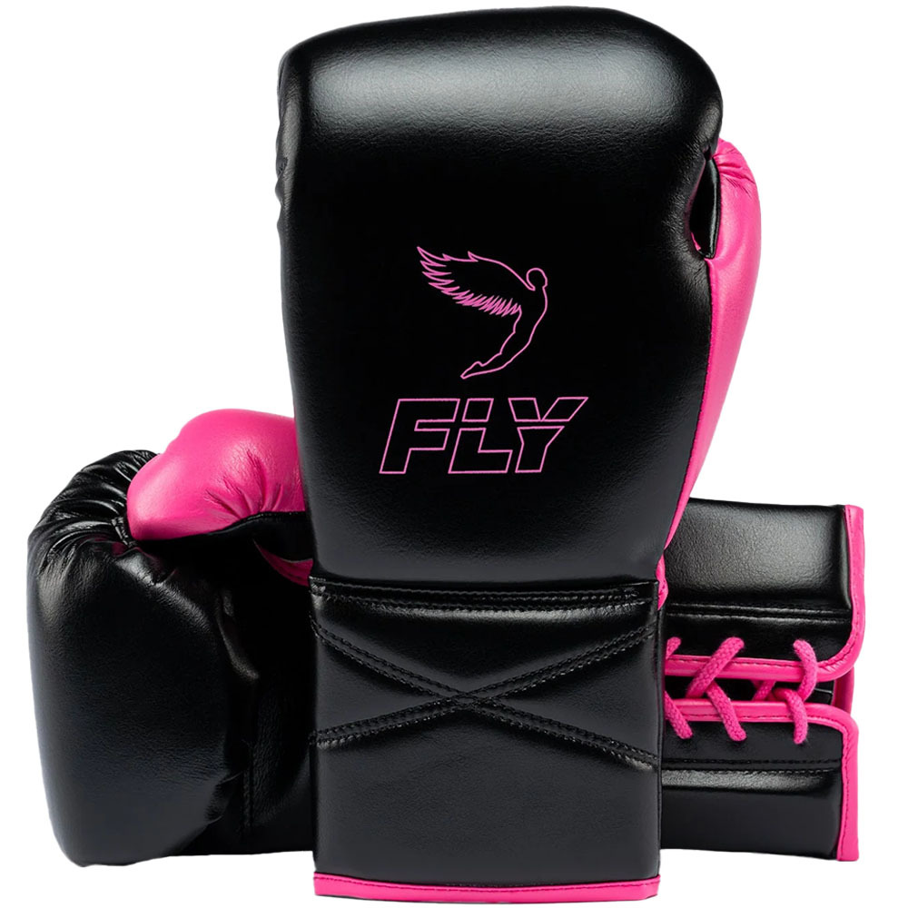 Fly Boxing Superlace X Black/Pink Boxing Gloves at FightHQ