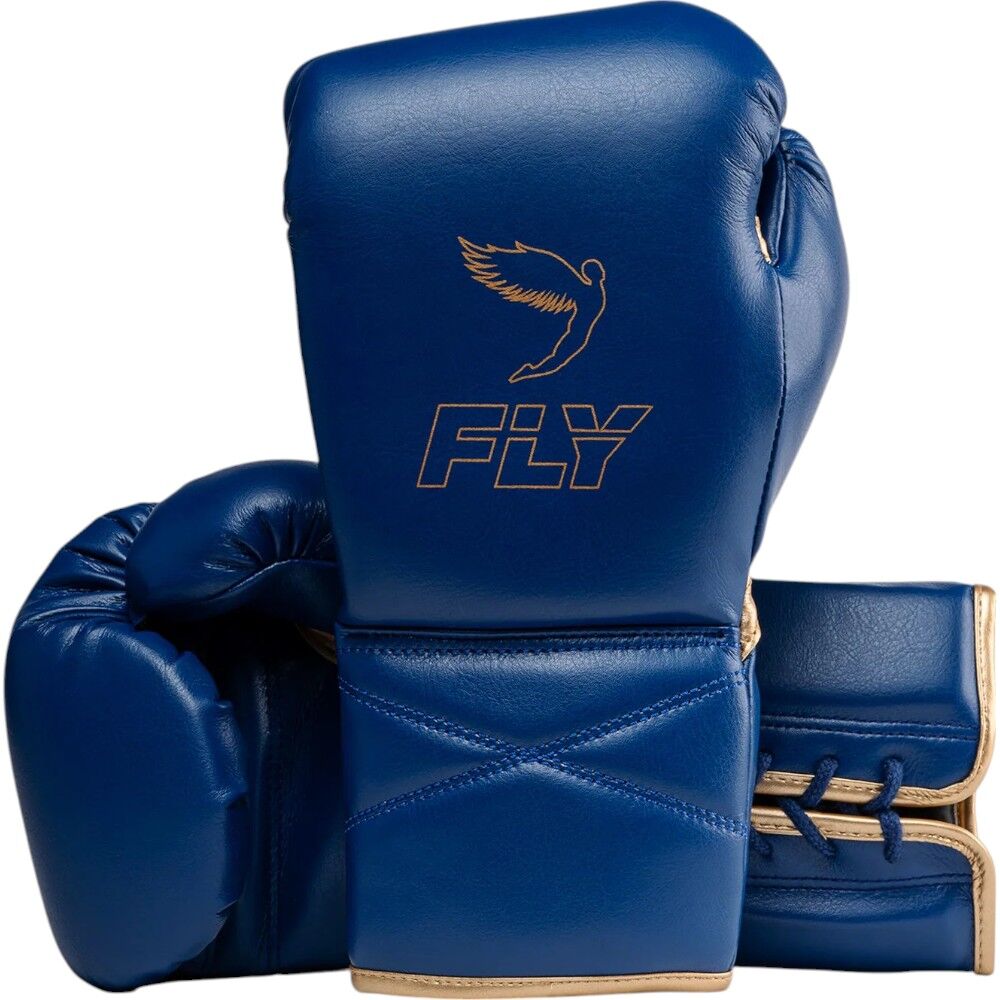 Fly Boxing Superlace X Blue/Gold Boxing Gloves at FightHQ
