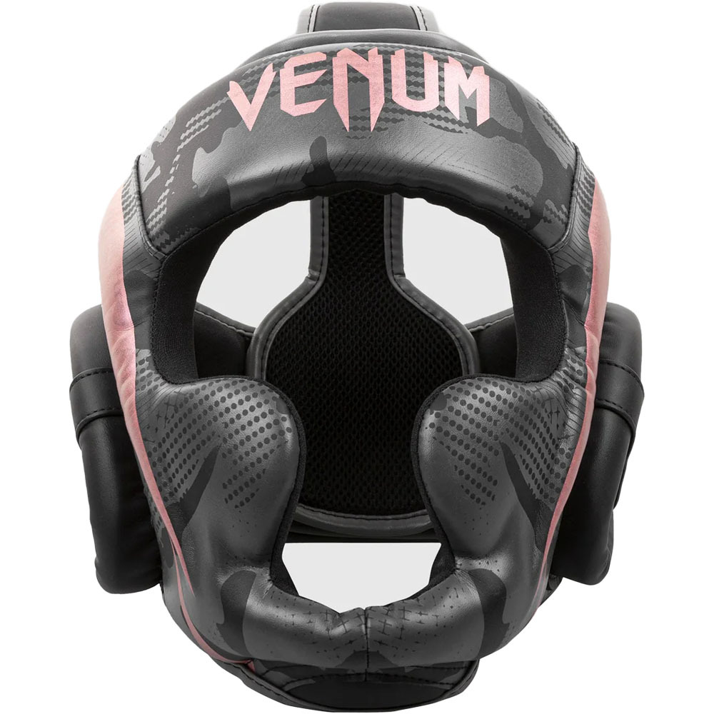 Venum Elite Black/Pink Gold Head Gear at FightHQ